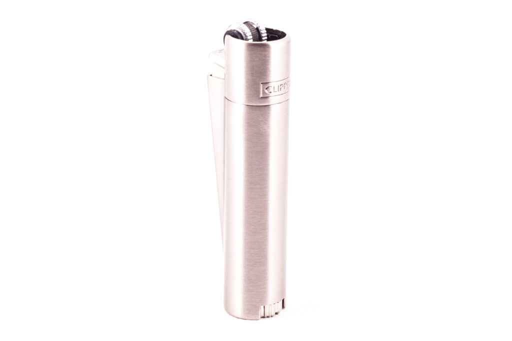 Metallic Brushed Chrome Clipper Lighter | Tobacco Specialists